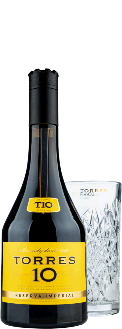 Torres 10 Year Old Gran Reserva Brandy with Highball Glass | Virgin Wines