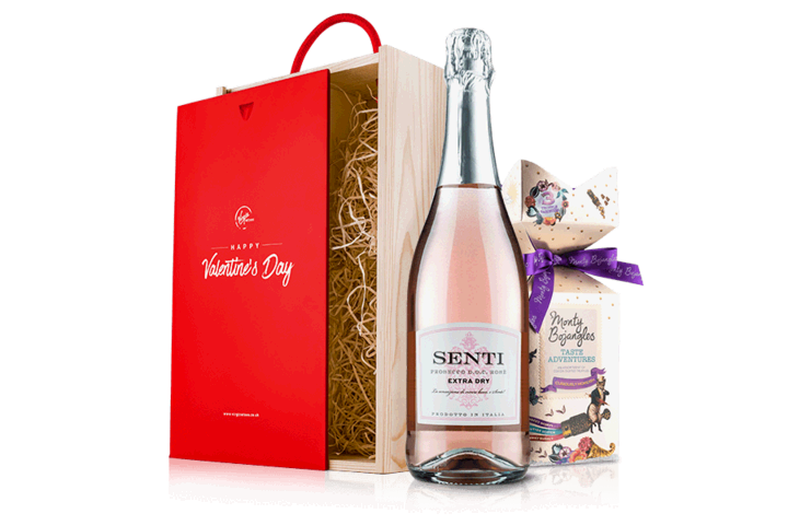 Valentine's Prosecco and Chocolates in Wooden Gift Box | Vintage by Saga